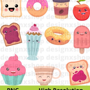 Kawaii Food Clipart, Food Clipart, Kawaii SVG Bundle, Cute Food Clipart ...