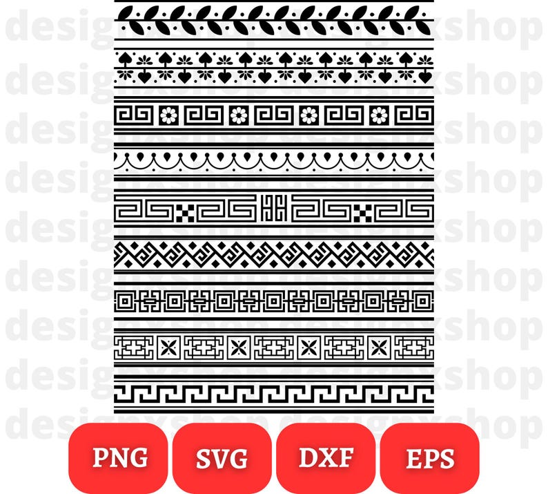 Greek Border SVG Bundle, Greek Key Frame SVG, Greek Pattern, Greek ...