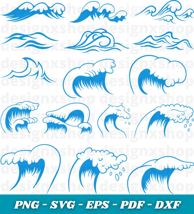 Ocean Wave SVG, Sea Wave PNG, Sea Life, Nautical, Ocean Themed Border ...
