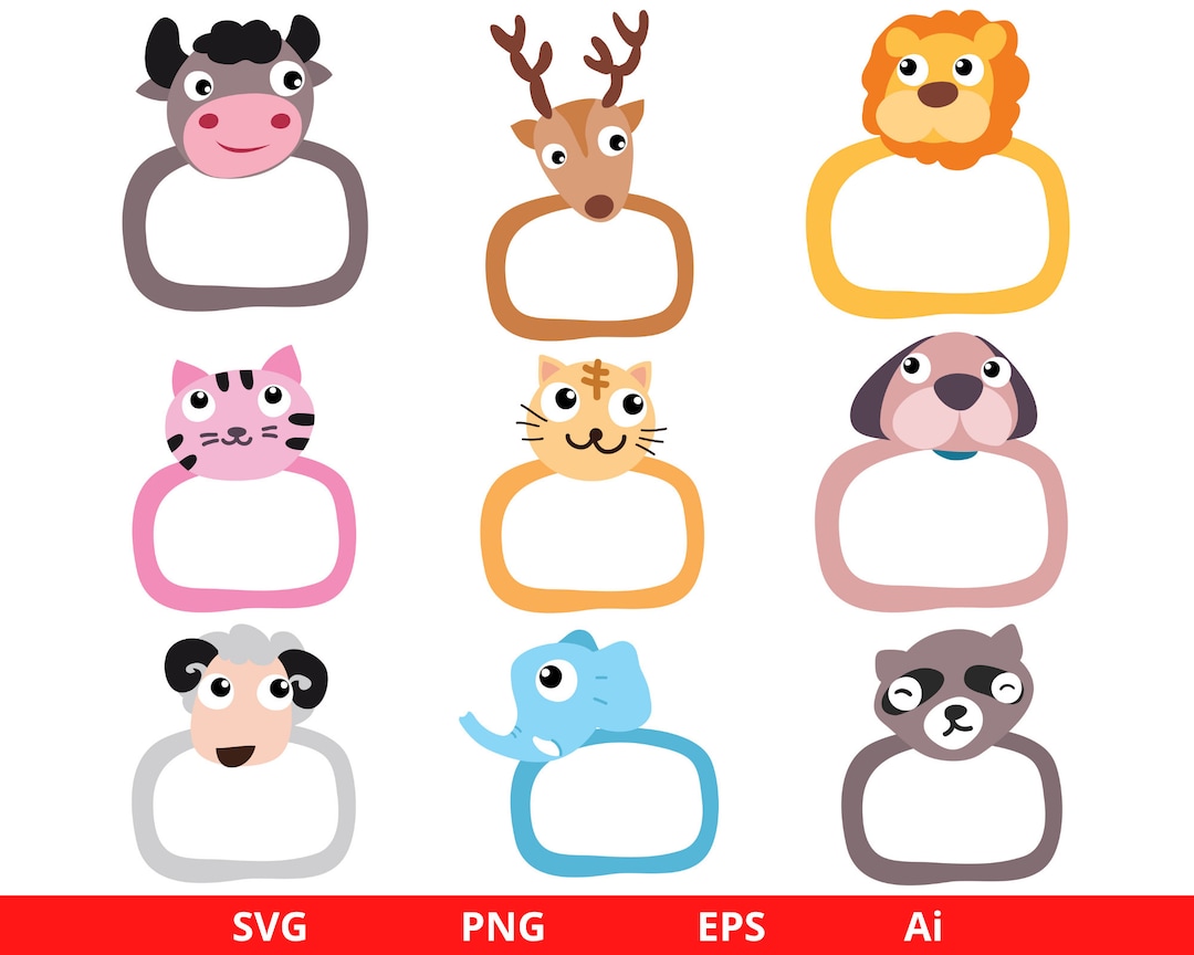 Animal Frame Clipart, Animal Clipart, Animal Faces Clipart, Animal ...