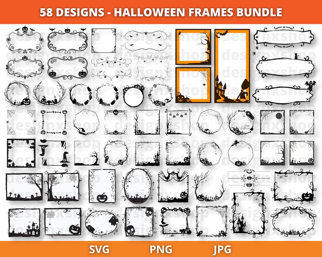 Halloween Frame SVG Bundle, Halloween Frame Clipart, Spooky Frames Svg ...