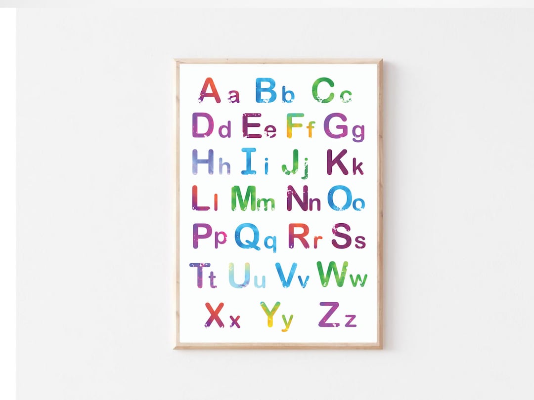 Alphabet Print Alphabet Poster Watercolor Alphabet Rainbow - Etsy
