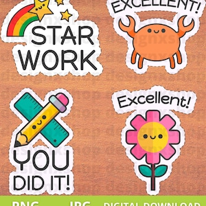Great Job Motivational Stickers, Reward Stickers Clipart, Good Job ...