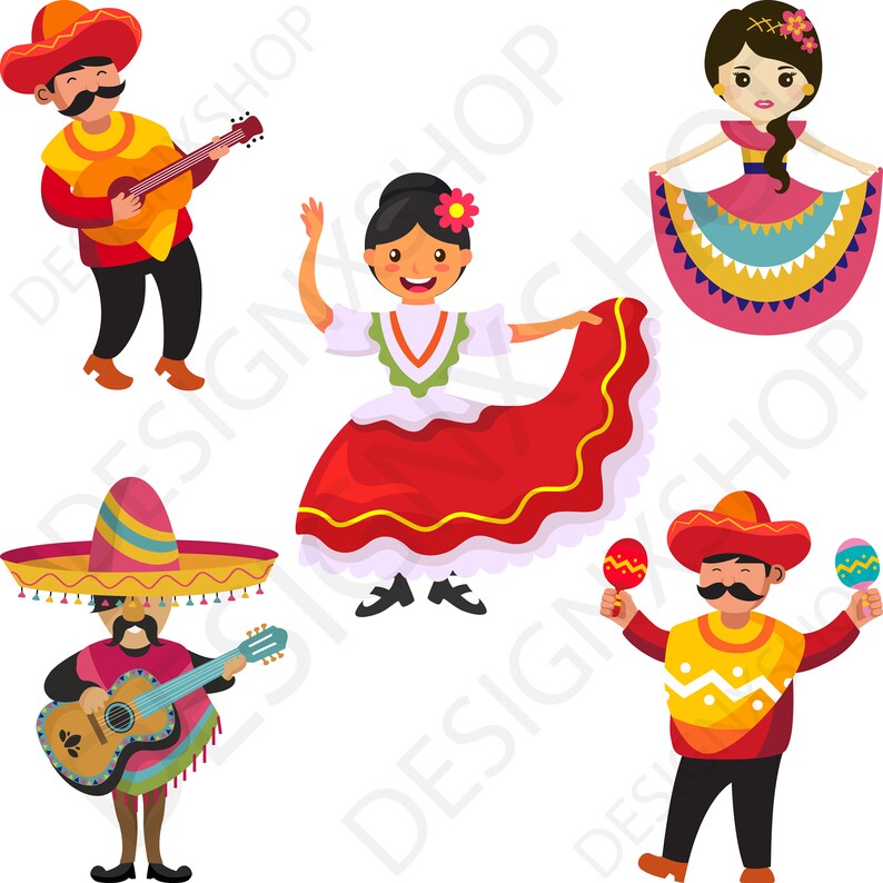Cinco De Mayo Characters Clipart Mexico Clipart Fiesta | Etsy