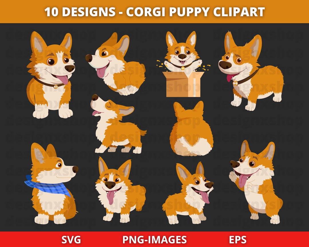 Corgi Clipart, Corgi Puppy Clipart, Puppy Clipart, Cute Corgi Svg ...