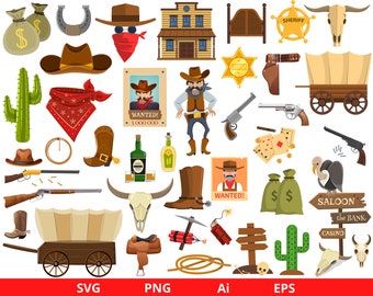 Wild West Cowboy and Cowgirl Clipart and Digital Papers - Etsy