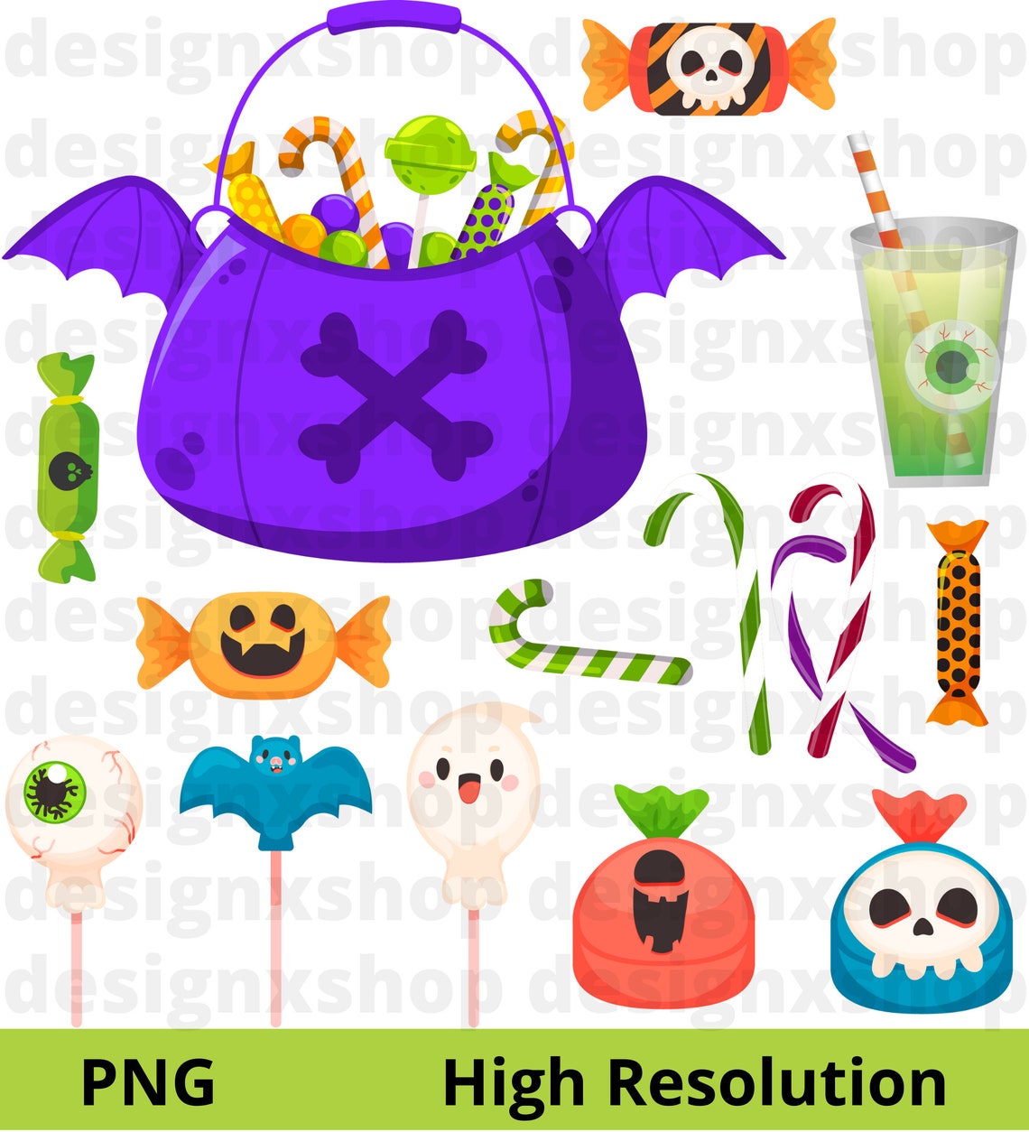 Halloween Candy Clipart Bundle | Spooky Cupcakes, Lollipops, Sweets ...