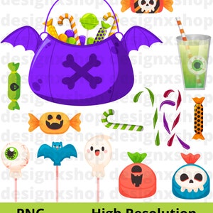 Halloween Candy Clipart Bundle | Spooky Cupcakes, Lollipops, Sweets ...
