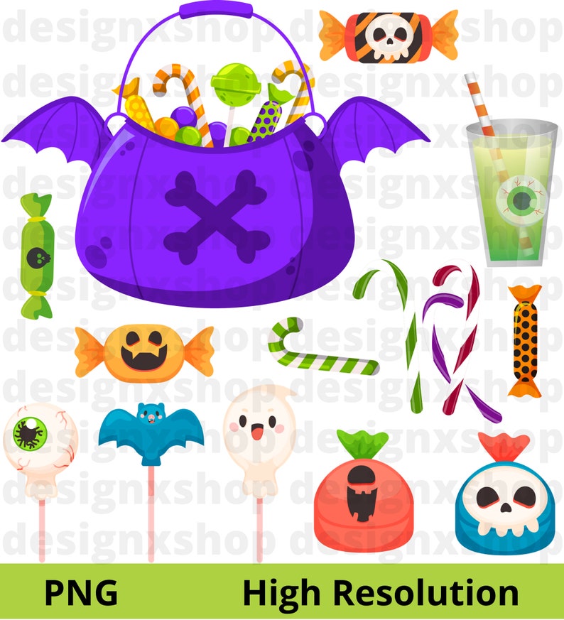 Halloween Candy Clipart Bundle | Spooky Cupcakes, Lollipops, Sweets ...