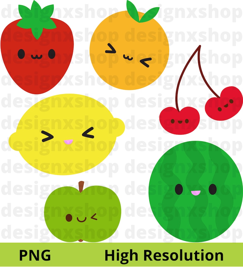 Kawaii Fruit Clipart Fruits Clipart Cute Cartoon Fruits - Etsy Australia
