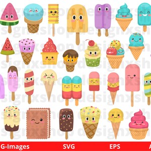 Kawaii Ice Cream Clipart, Ice-cream Clipart, Lollies Clipart, Candy ...