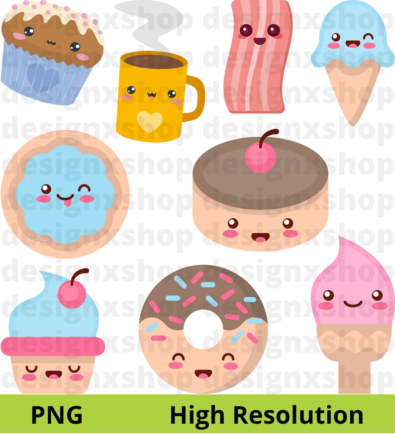 Kawaii Food Clipart Food Clipart Kawaii SVG Bundle Cute - Etsy Australia