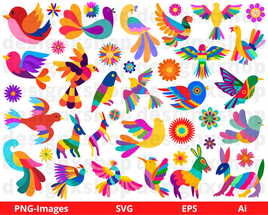 Mexican Otomi Clipart, Otomi Clipart, Mexico Clipart, Colorful Mexican ...