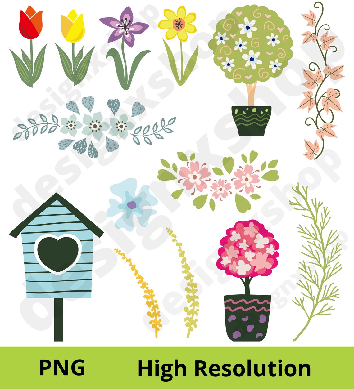Spring Clipart Easter Clipart Flower Clipart Floral | Etsy
