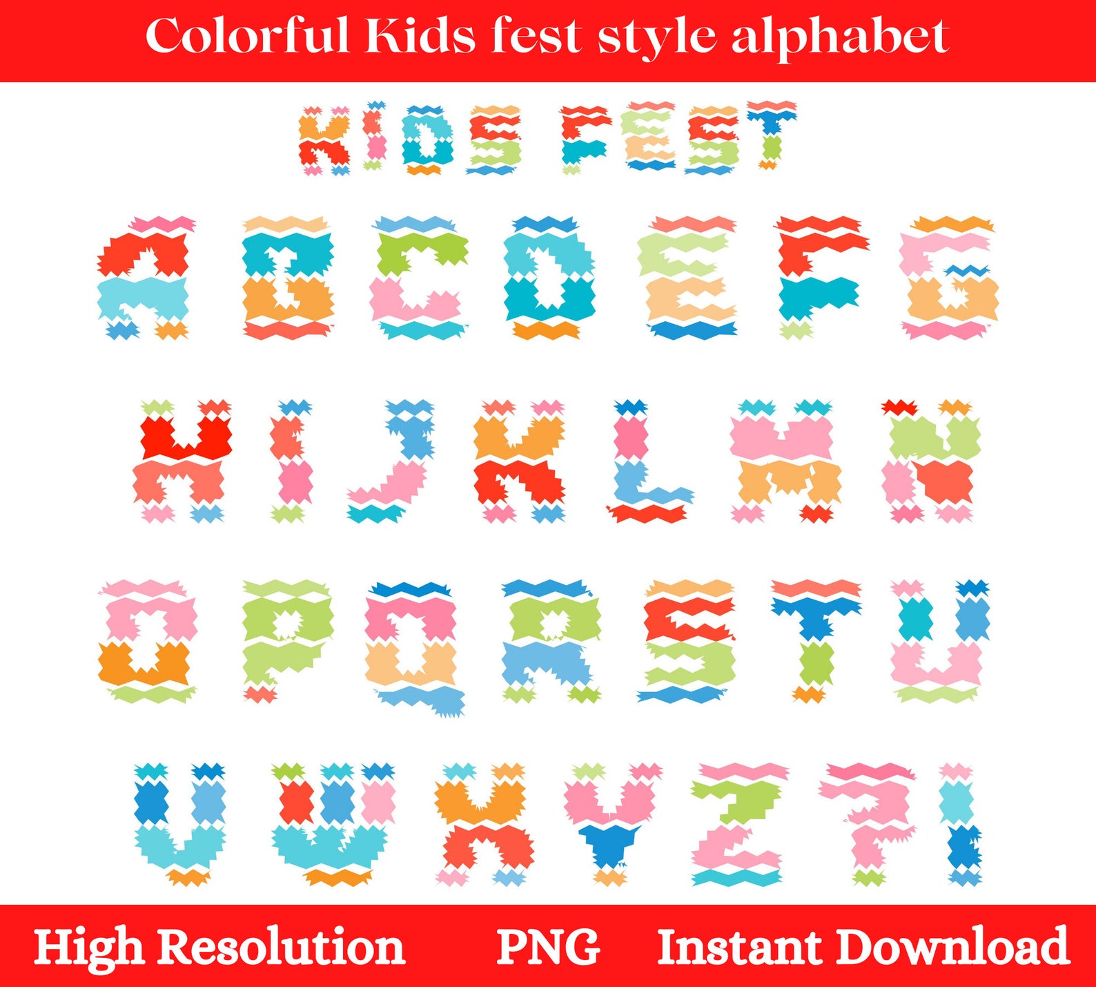 Alphabet Clipart Funny Colored Font Carnival and Fiesta Fun - Etsy
