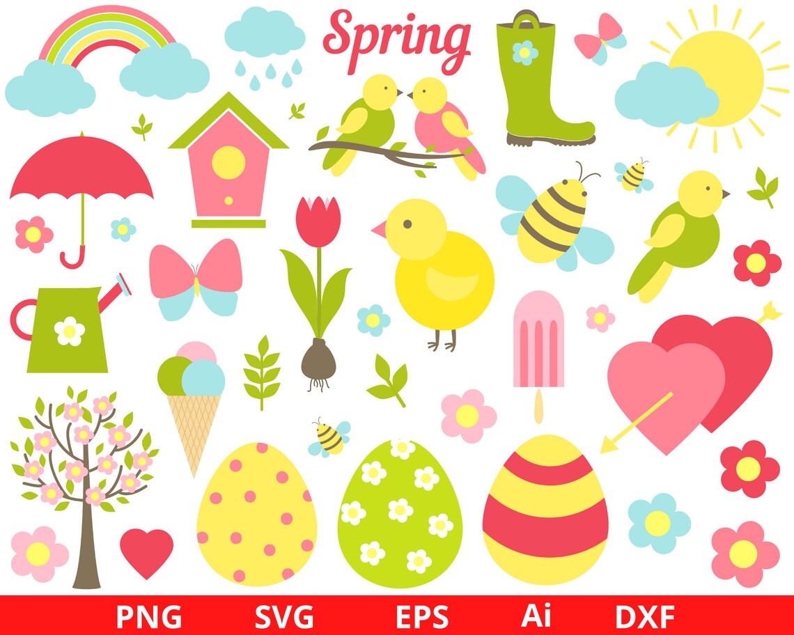 Spring Clipart Easter Clipart Season Clipart Colorful - Etsy