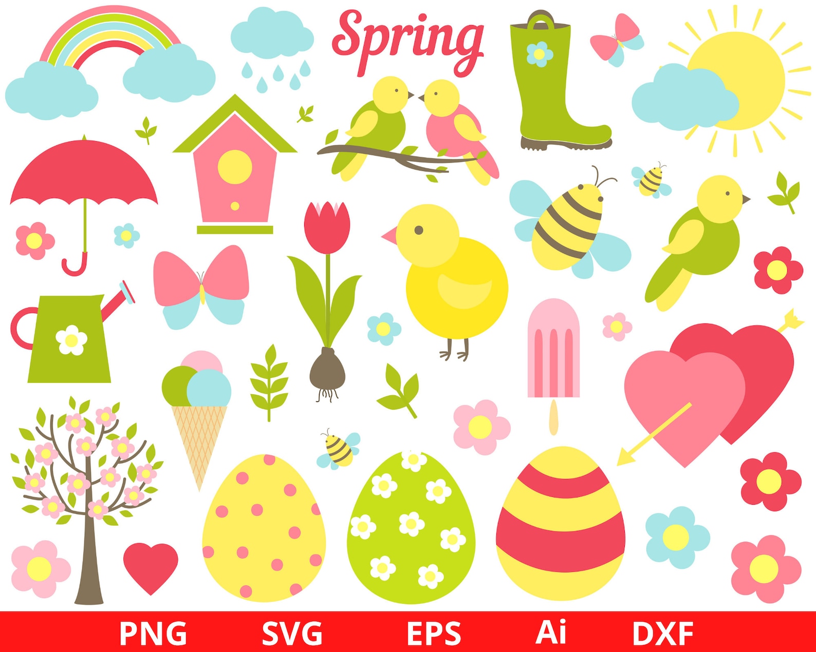 Easter Clipart, Spring Floral SVG PNG, Cricut Ready (digital Download ...
