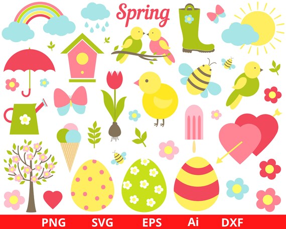 Spring Clipart Easter Clipart Season Clipart Colorful - Etsy