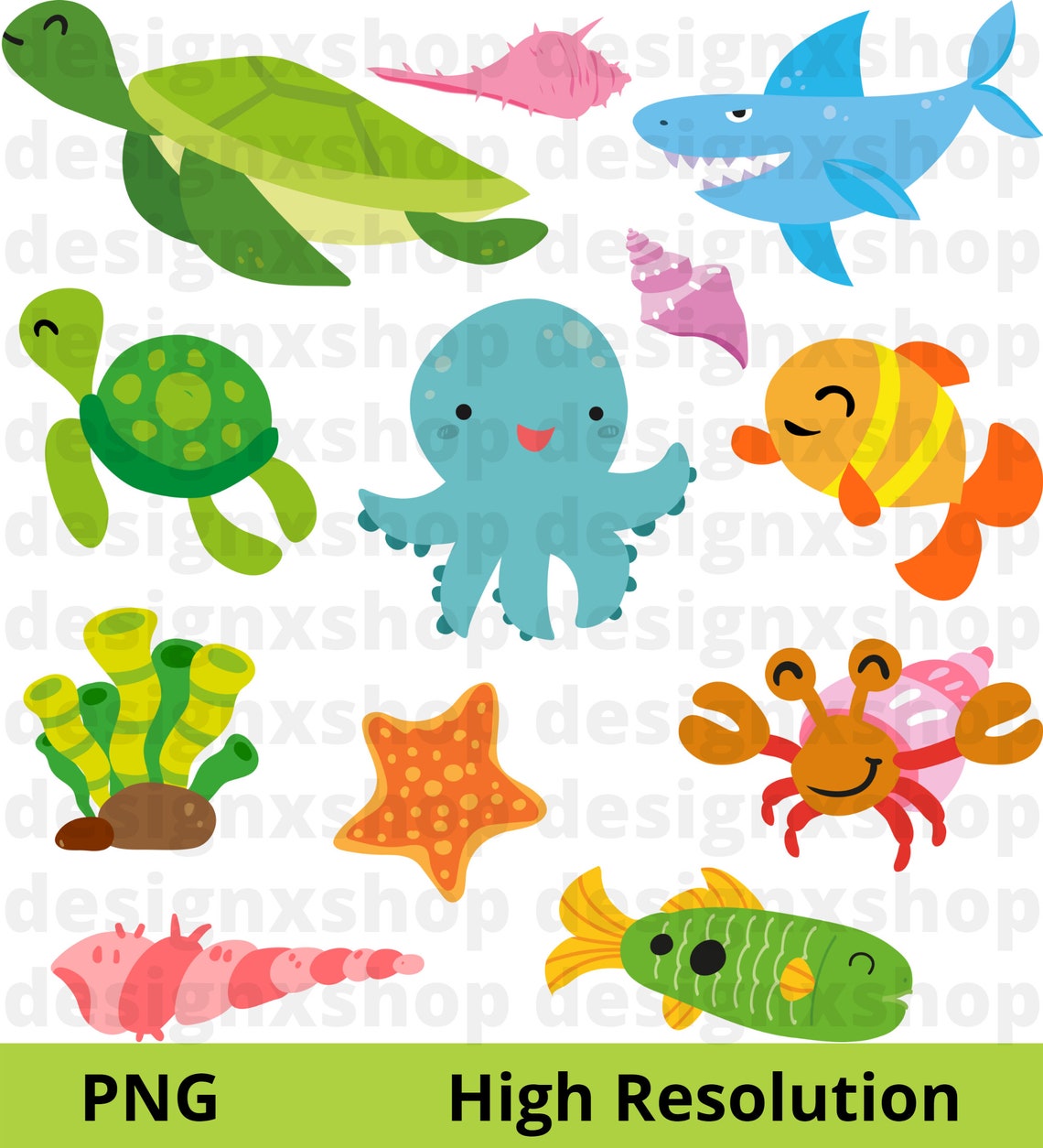 Sea Animals Clipart, Sea Life Clipart, Ocean Animal Clipart, Sea ...