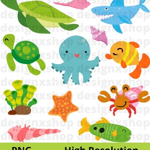 Ocean Animal Clipart, Sea Animals Clipart, Sea Life Clipart, Sea ...