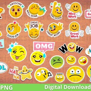 Great Job Reward Stickers, Emoji Stickers Clipart, Good Job Reward ...