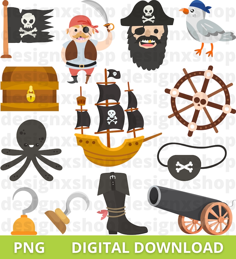 Pirate Clipart, Pirate Svg Bundle, Pirate SVG, Pirate Party Clipart ...