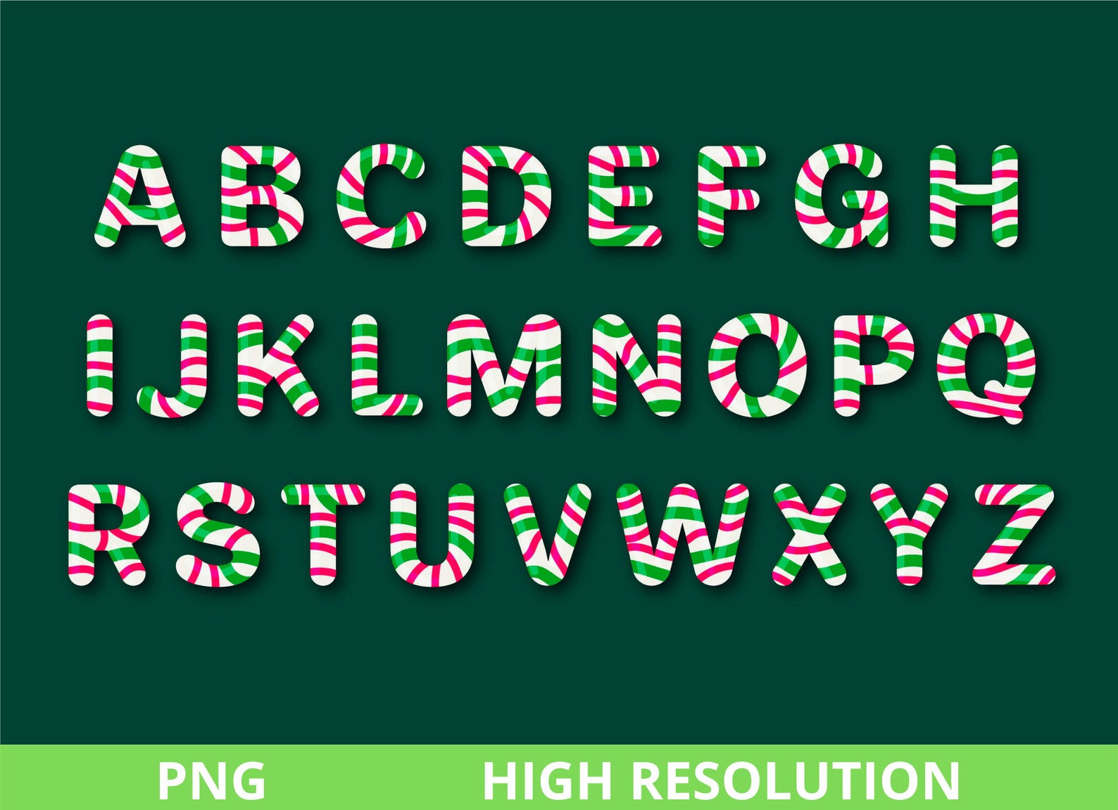 Christmas Alphabet Clipart Bundle Sublimation & Design Candy - Etsy