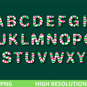 Christmas Alphabet Clipart Bundle, Sublimation & Design, Candy Cane ...