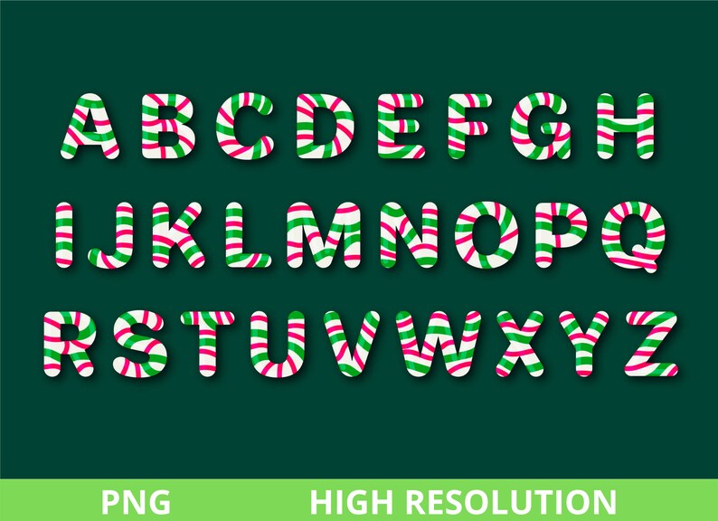 Christmas Candy Cane Alphabet Clipart Bundle (digital Download) - Etsy