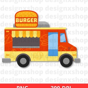 Food Truck Clipart: Burger, Taco, Donut Vans (SVG PNG) - Etsy
