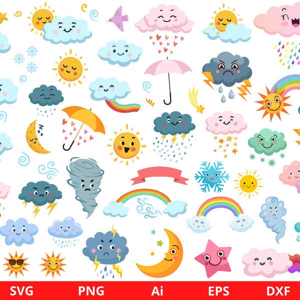 Rainbow Rain Clouds - Etsy