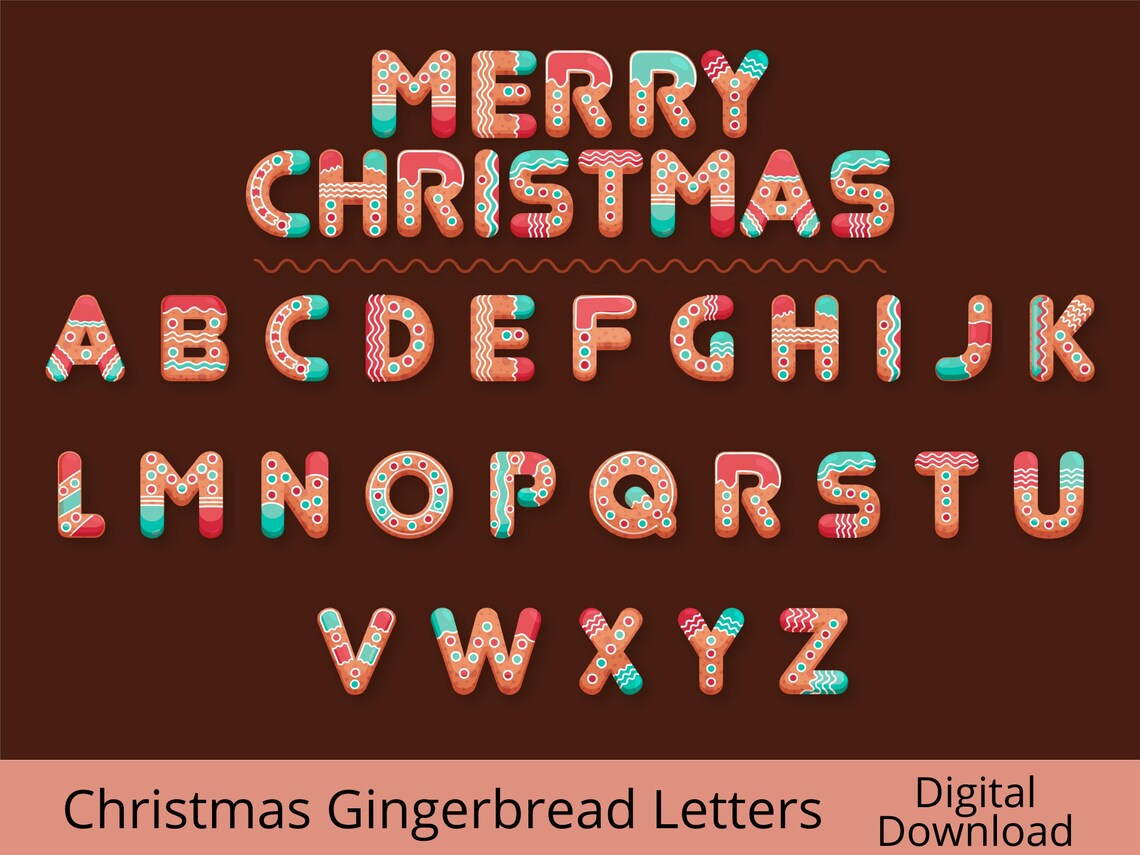 Printable Digital Alphabet Letters Gingerbread Alphabets | Etsy