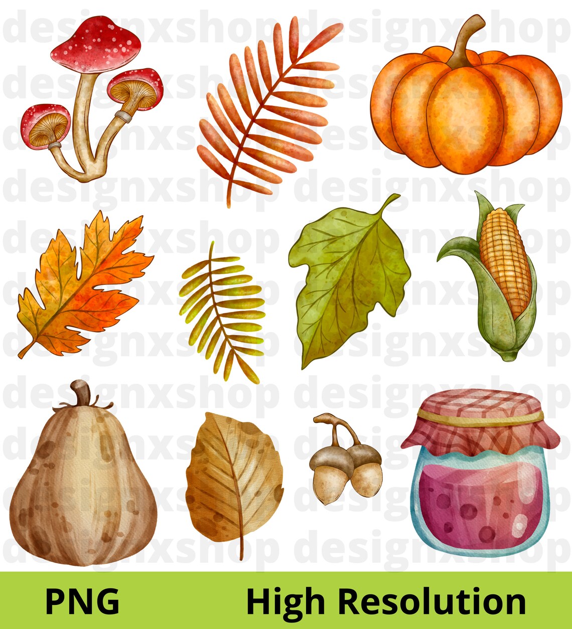 Watercolor Cozy Fall Clipart Bundle, Autumn Watercolor Clipart, Autumn ...