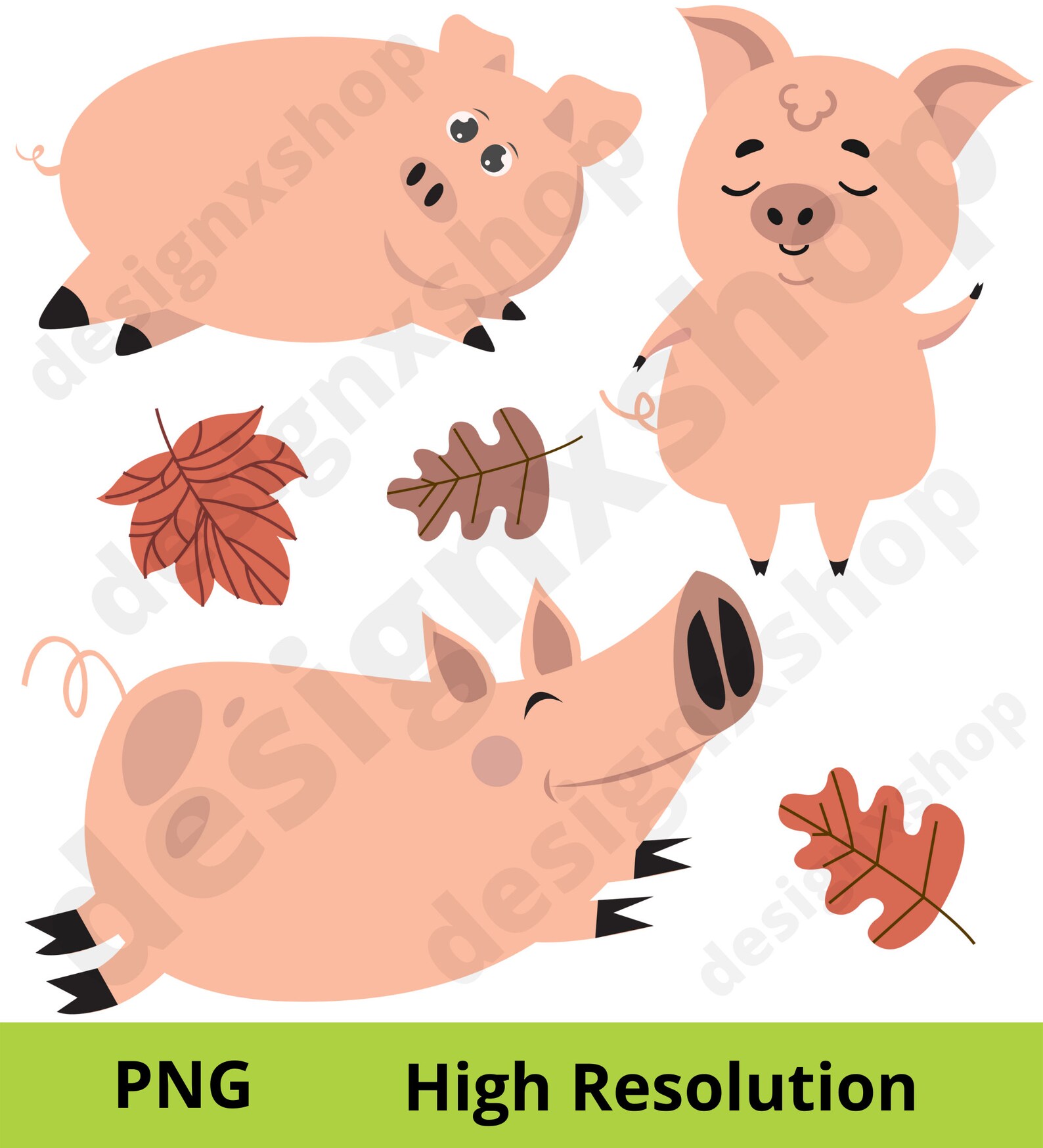 Cute Little Piggy Poses Clipart Pig Clipart Cute Piglets - Etsy