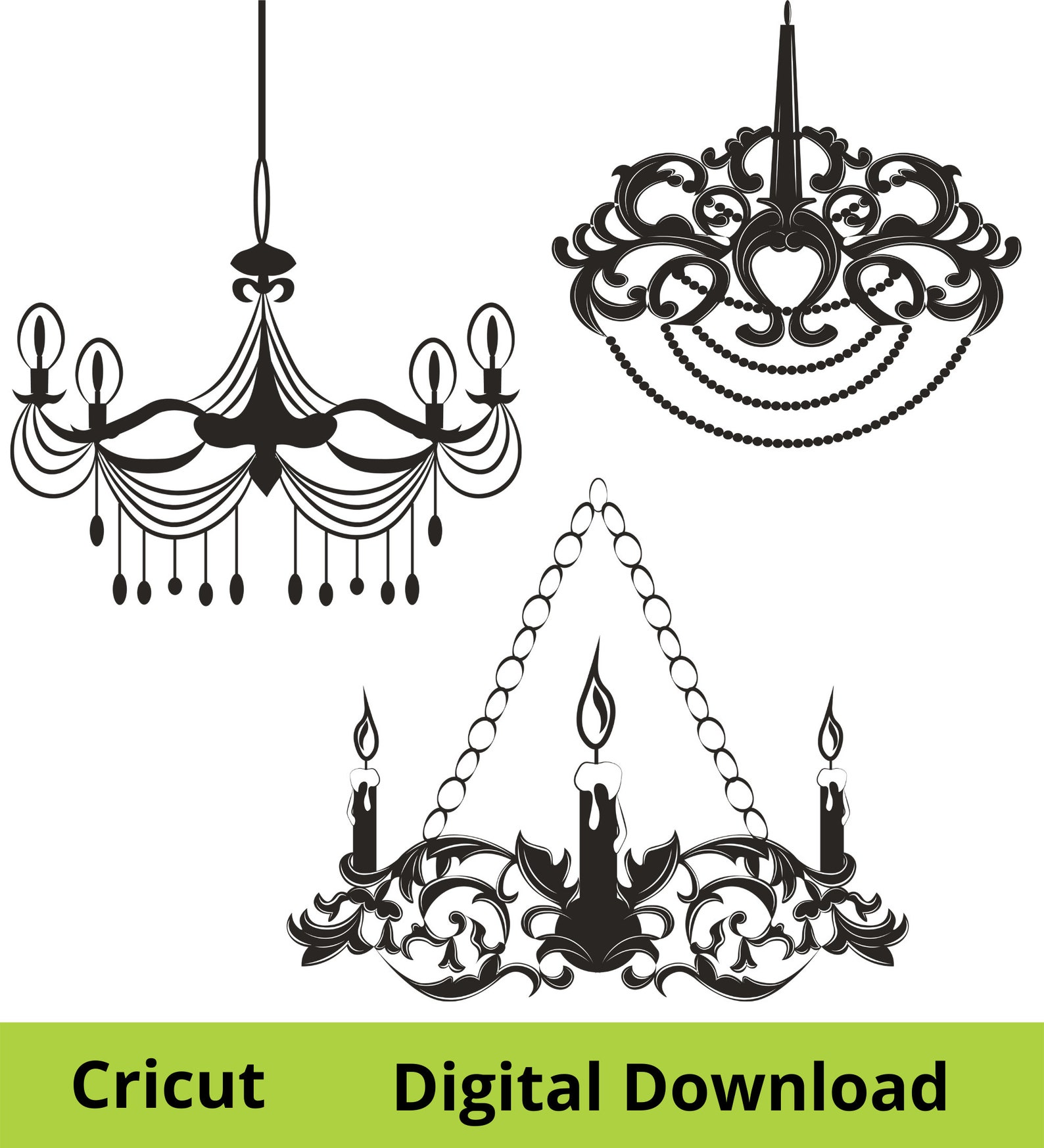 Chandelier Clipart Chandelier SVG Silhouette Decorative Svg - Etsy