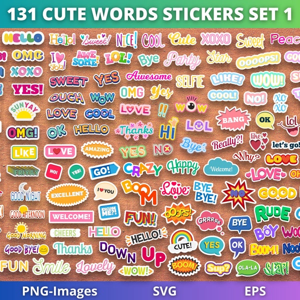 Typography Stickers - Etsy