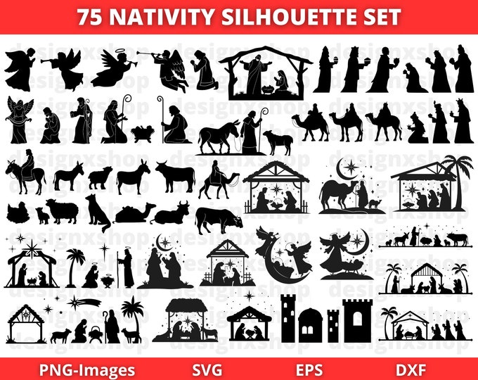 Krippe SVG-Bundle, Krippen-Szene-Svg-Bundle, Weihnachts-Krippe Clipart ...