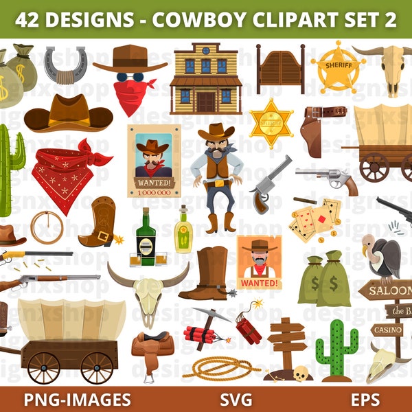Cowboy Clipart - Etsy