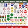 Traffic Signs Clipart, Road Signs, Pretend Play, PNG Files, Digital ...