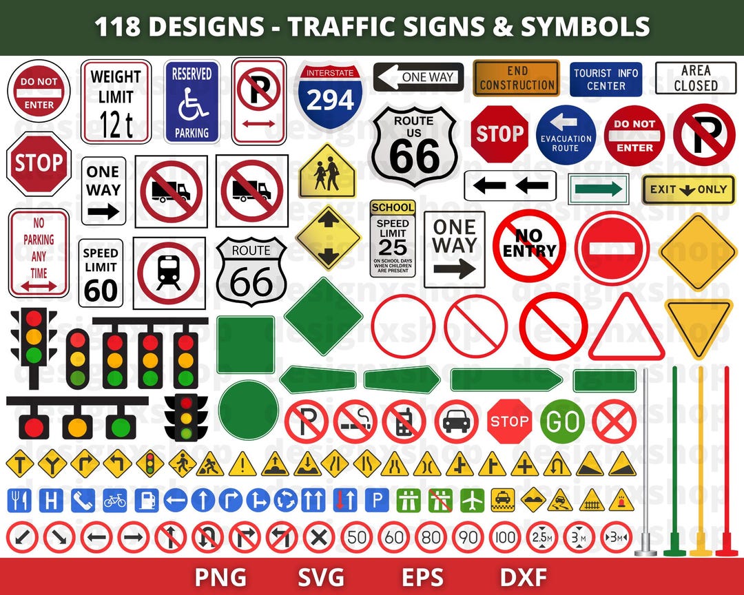 Traffic Signs Clipart, Road Sign Clipart, Street Signs, Stop, Speed ...