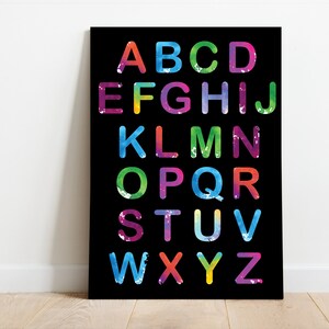 Alphabet Print, Alphabet Poster, Watercolor Alphabet, Rainbow Alphabet ...