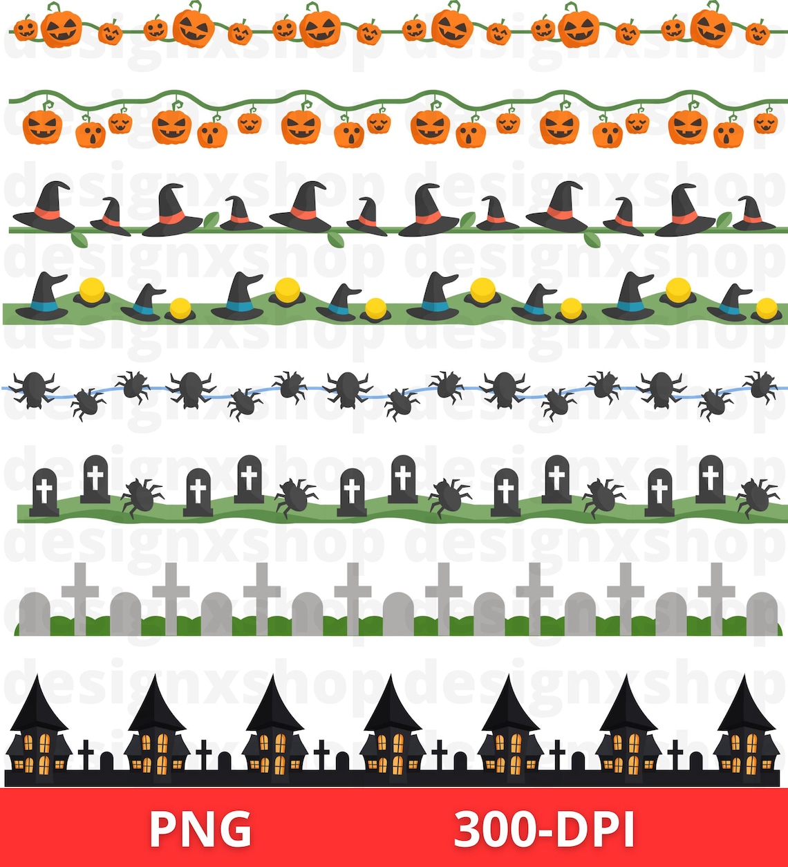 Halloween Borders Clipart, Halloween Borders SVG, Halloween Digital ...