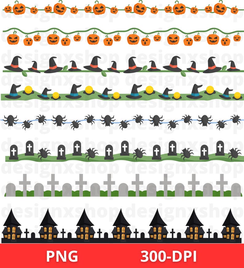 Halloween Borders Clipart, Halloween Borders SVG, Halloween Digital ...