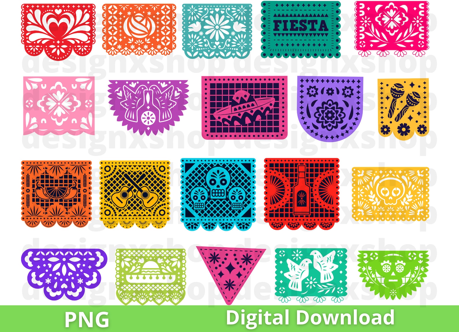 Papel Picado Svg Bundle | Papel Picado Png | Mexican Clipart | Cinco De ...