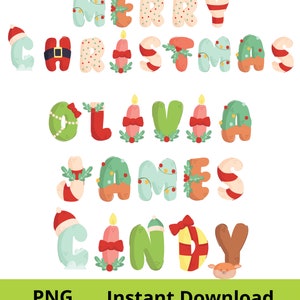 Christmas Alphabet Clipart: Holiday SVG, PNG Letters (digital Download ...