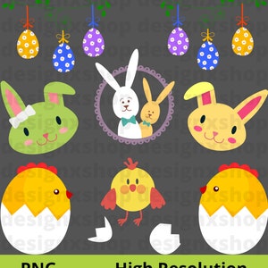 Easter Clipart, Easter Eggs Clipart, Easter Day Clipart, Bunny Clipart ...