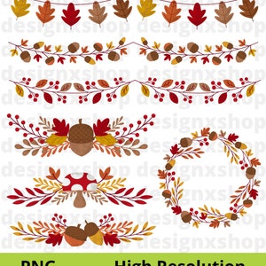 Fall Clipart, Autumn Clipart, Fall Harvest Clipart, Pumpkins, Wreaths ...