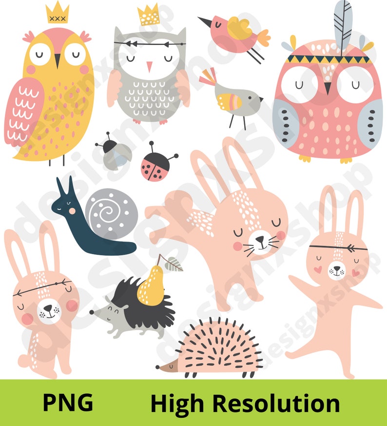 Tribal Animals Clipart Animal Clipart Cute Forest Animals | Etsy UK