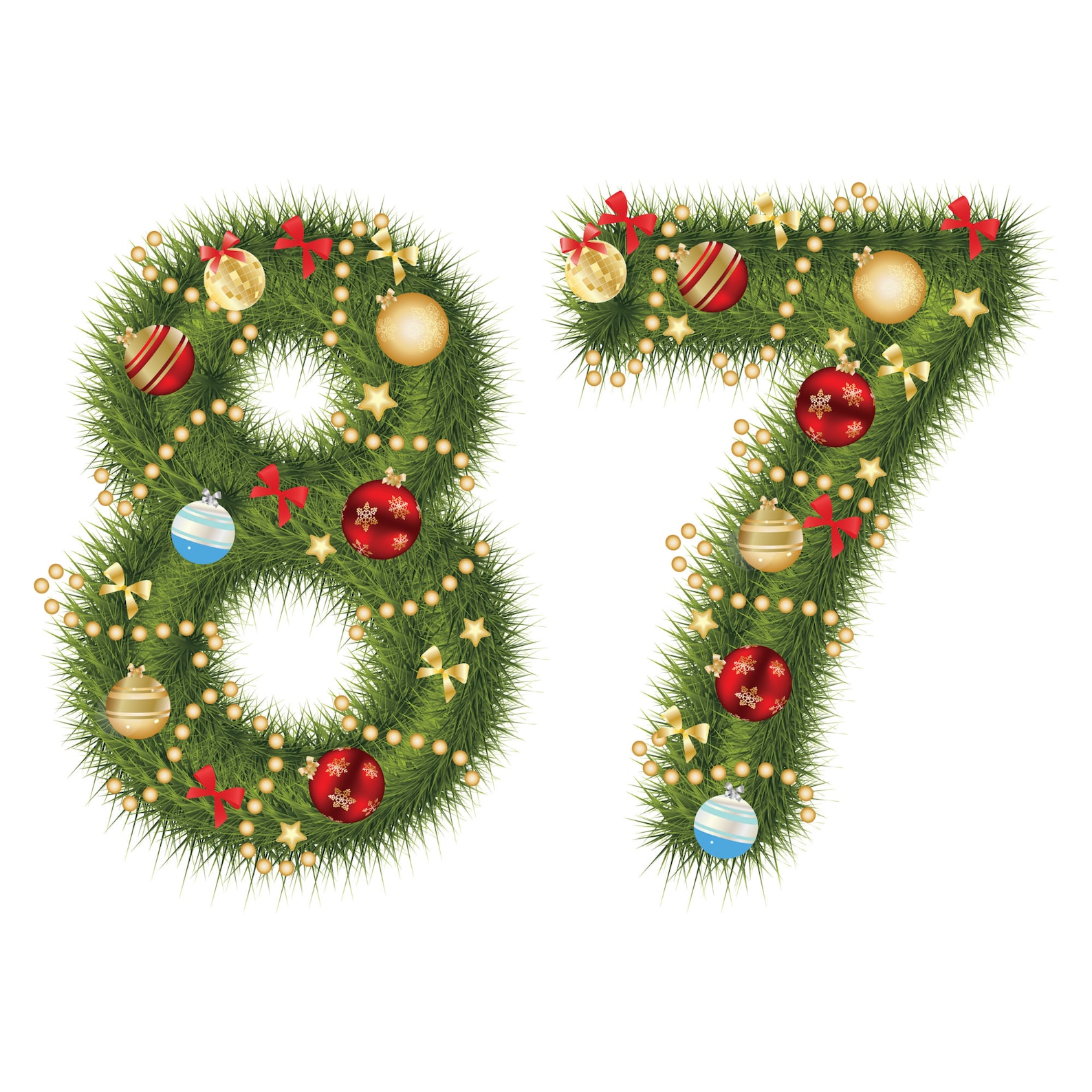 Christmas Numbers Clipart Christmas Letters Fonts Alphabet | Etsy