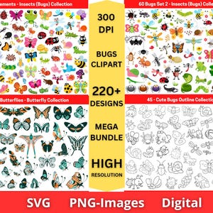 Bugs SVG Mega Bundle, Bugs Clipart, Bugs Svg Bundle, Insects Clipart ...